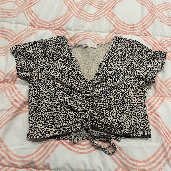 ROMWE | Tops | Romwe Cheetah Print Crop Top With Tie | Poshmark